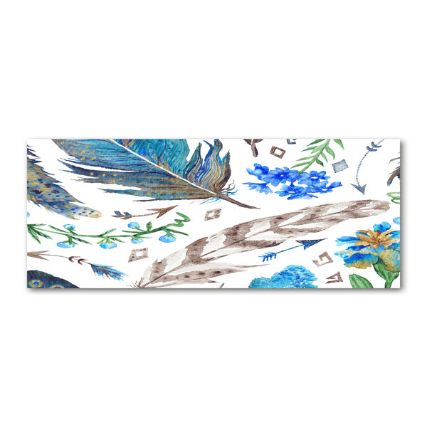 BohoLiving Federn und Blumen - Kunstdrucke auf Leinwand - Wrapped Canvas | Wayfair.de